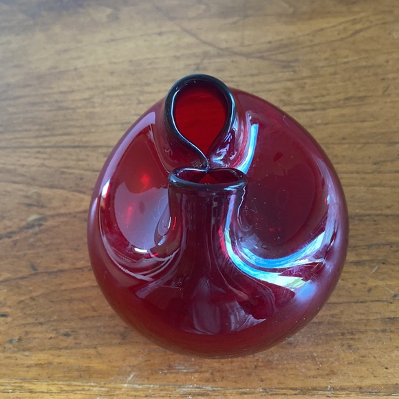 BLENKO | Art | Vintage Blenko Hand Blown Ruby Red Pinch Glass Ivy 39 ...